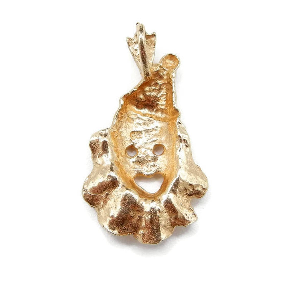 Clown Charm Pendant Solid 14k Yellow Gold Jester Gold - Etsy