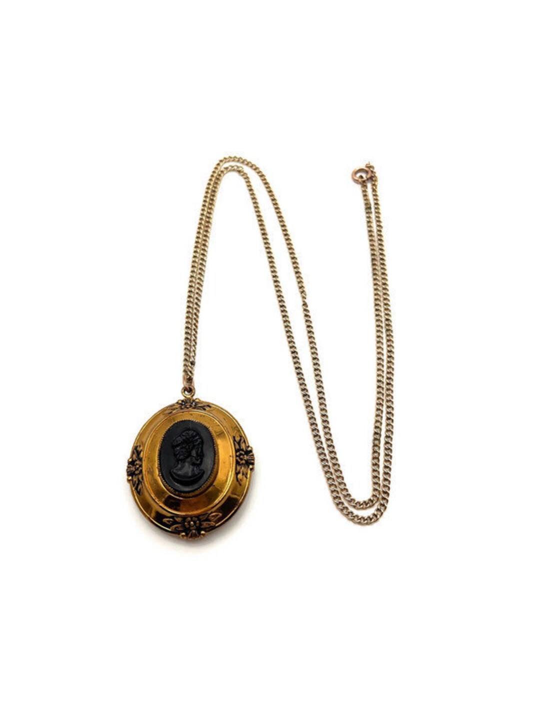 Vintage Coro Cameo Locket With 27" 12K Gold Filled Chain - Coro Oval ...