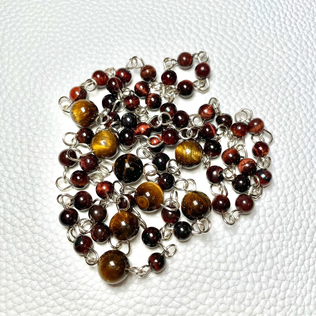 Fibonacci Sequence Red & Golden Tiger’s Eye Crystal Necklace Handmade ...