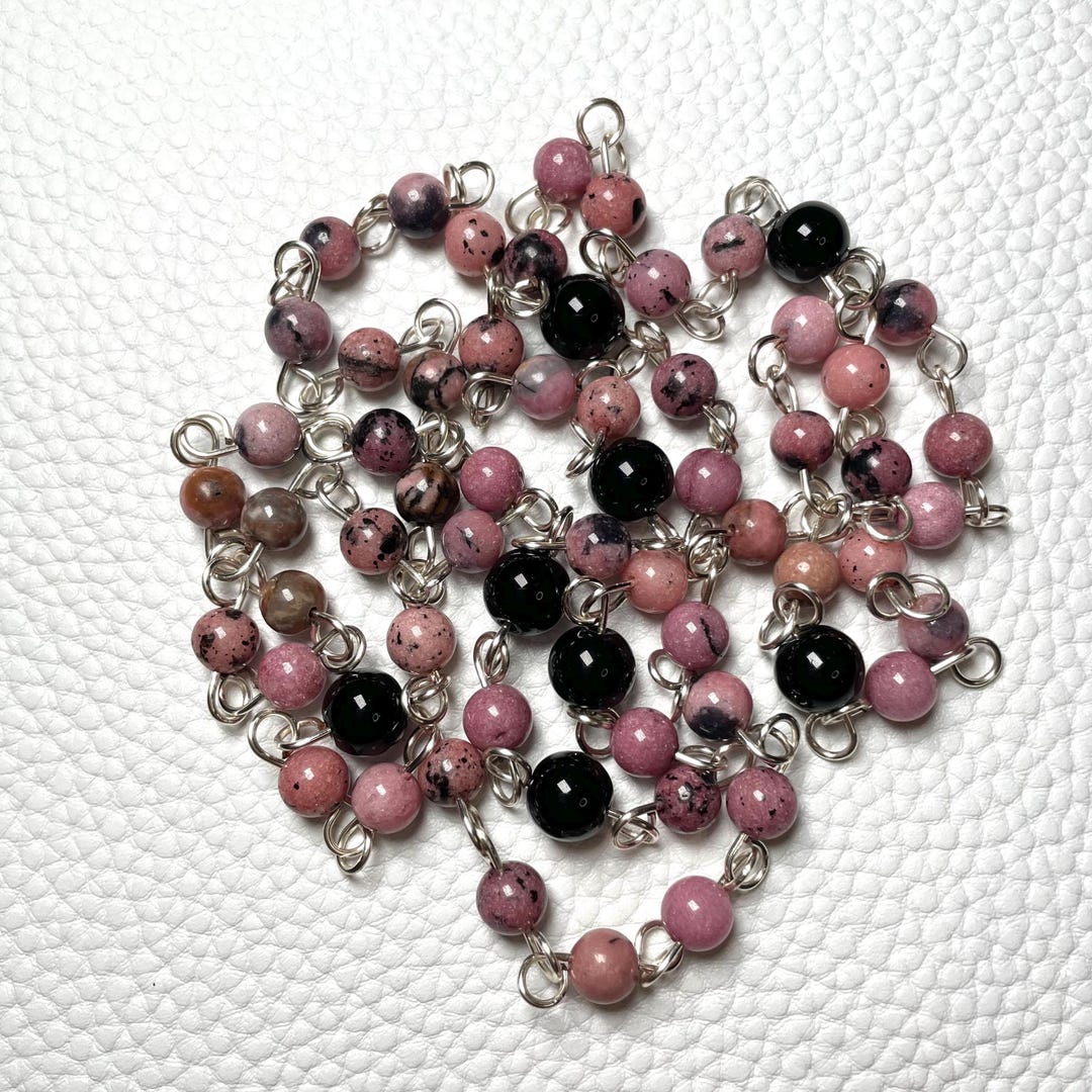 Fibonacci Sequence Rhodonite and Obsidian Necklace Handmade Crystal ...