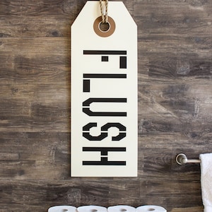 Rustic Bathroom Sign - Flush the Toilet- Bath Wall Art- Kids Bathroom ...