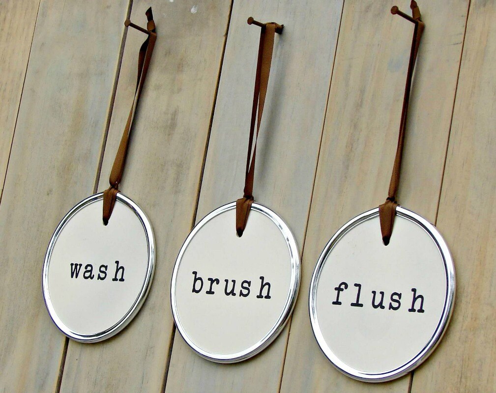 Wash Brush Flush Flush Sign Bathroom Sign Bathroom Art | Etsy