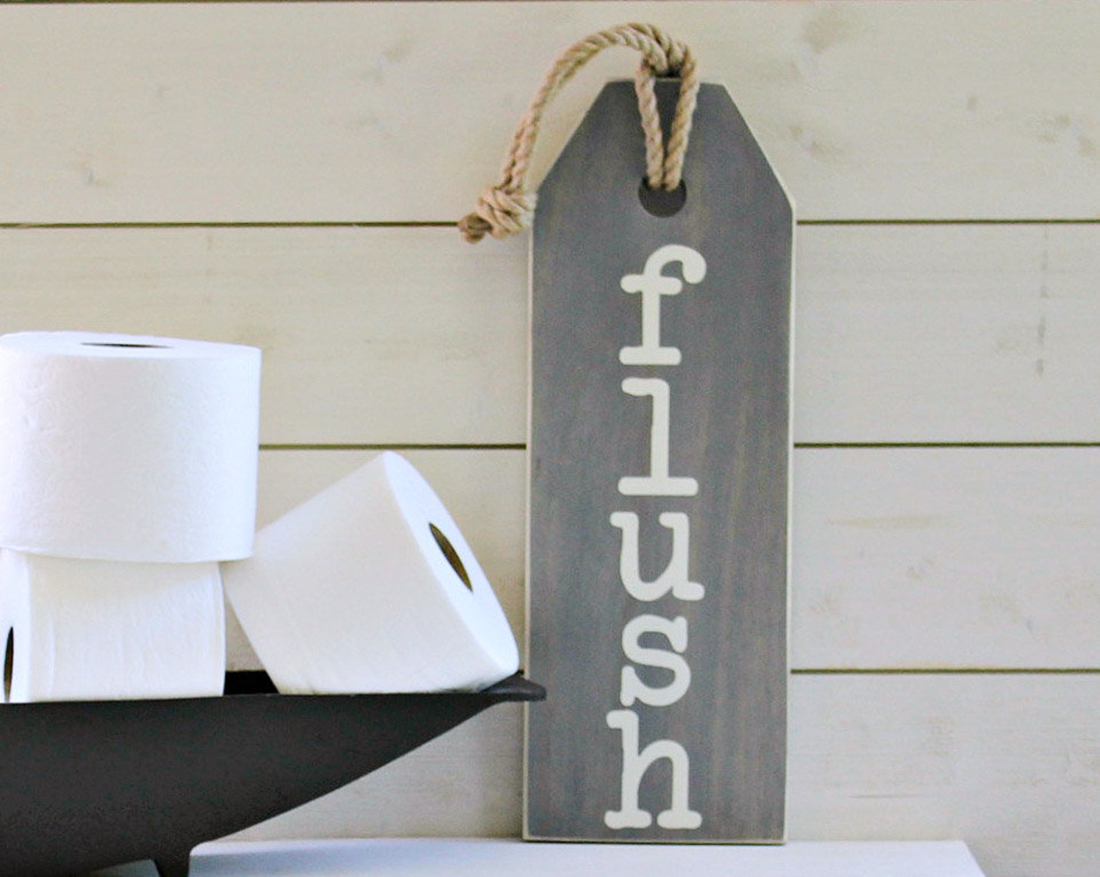 Gray Rustic Bathroom Sign - Floss Wash Soak Relax Flush Sign - Rustic ...