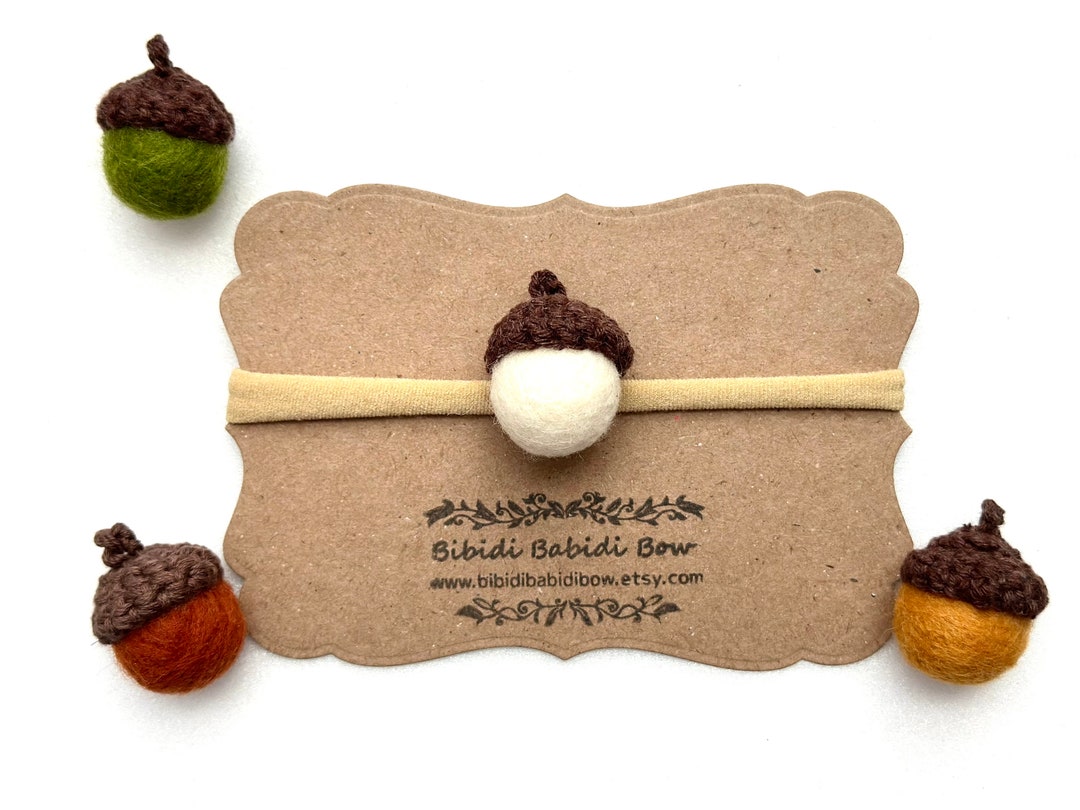 Acorn- Mini Acorn Headband- Needle Felting-wool Felt- Autumn Bow- Baby ...