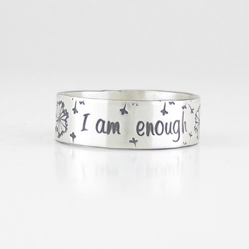 I Am Enough Statement Ring Sterling Silver Inspirational | Etsy