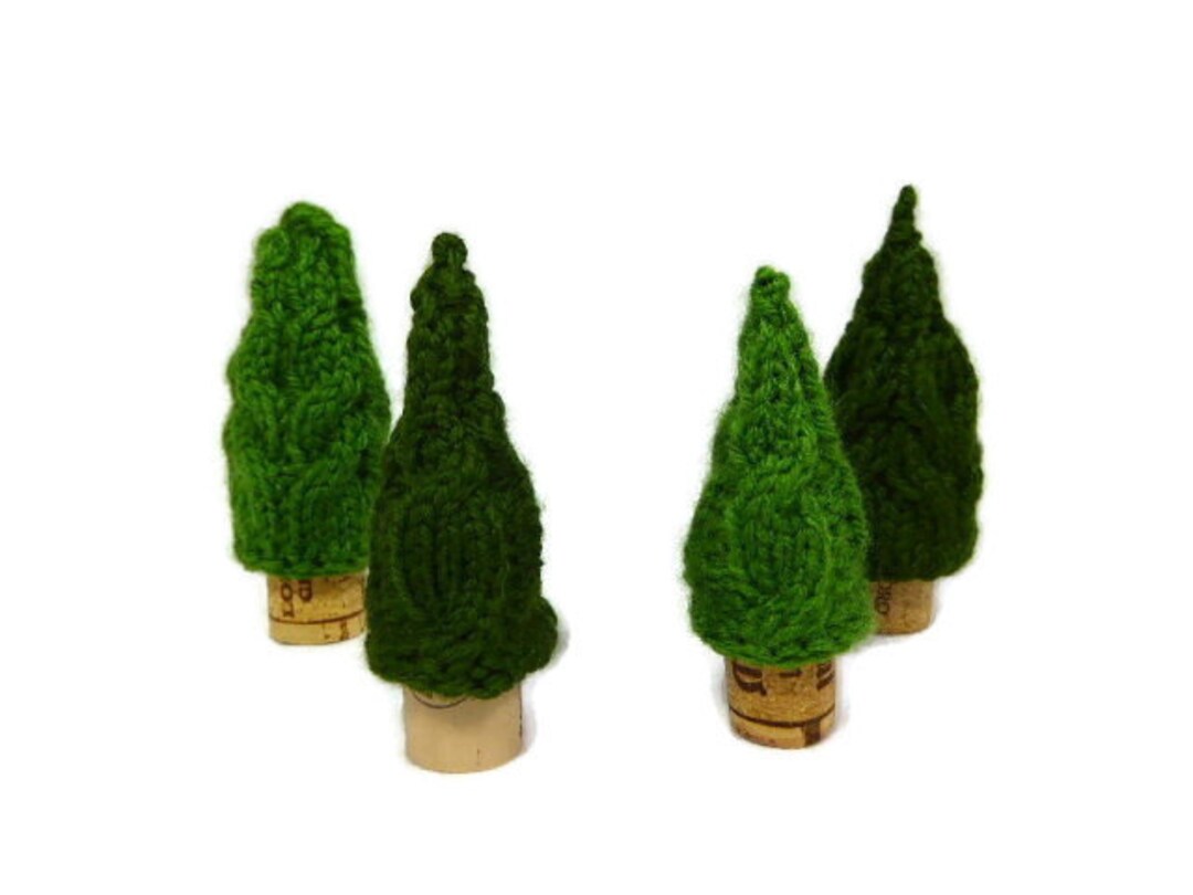 Handknit Cabled Small Tree Decor Set of 4 - Etsy