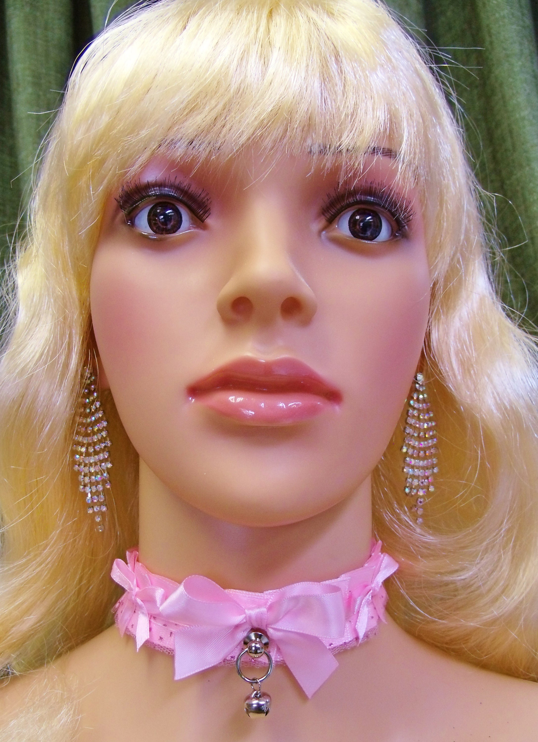 Any Size Choker Pink Pleats Sissy Lace Glitter Leash Bdsm Ddlg Etsy