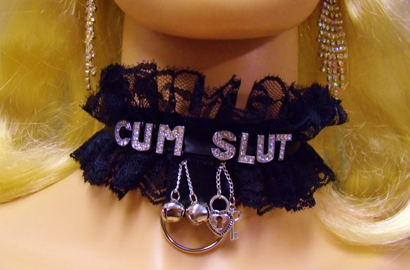 Any Words Personalized Choker Collar Black Lace Sissy Lockable Etsy