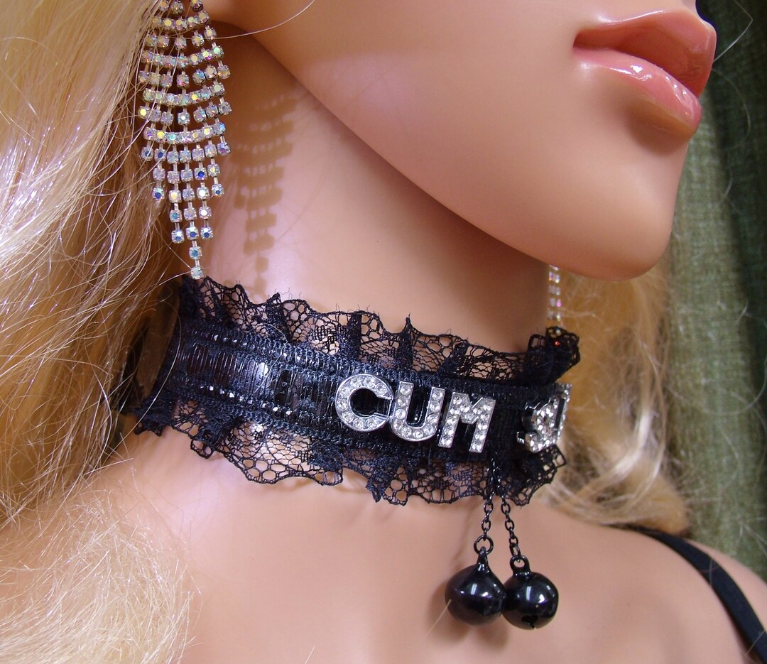 Any Words Any Size Sequins Personalized Choker Collar Black Lace