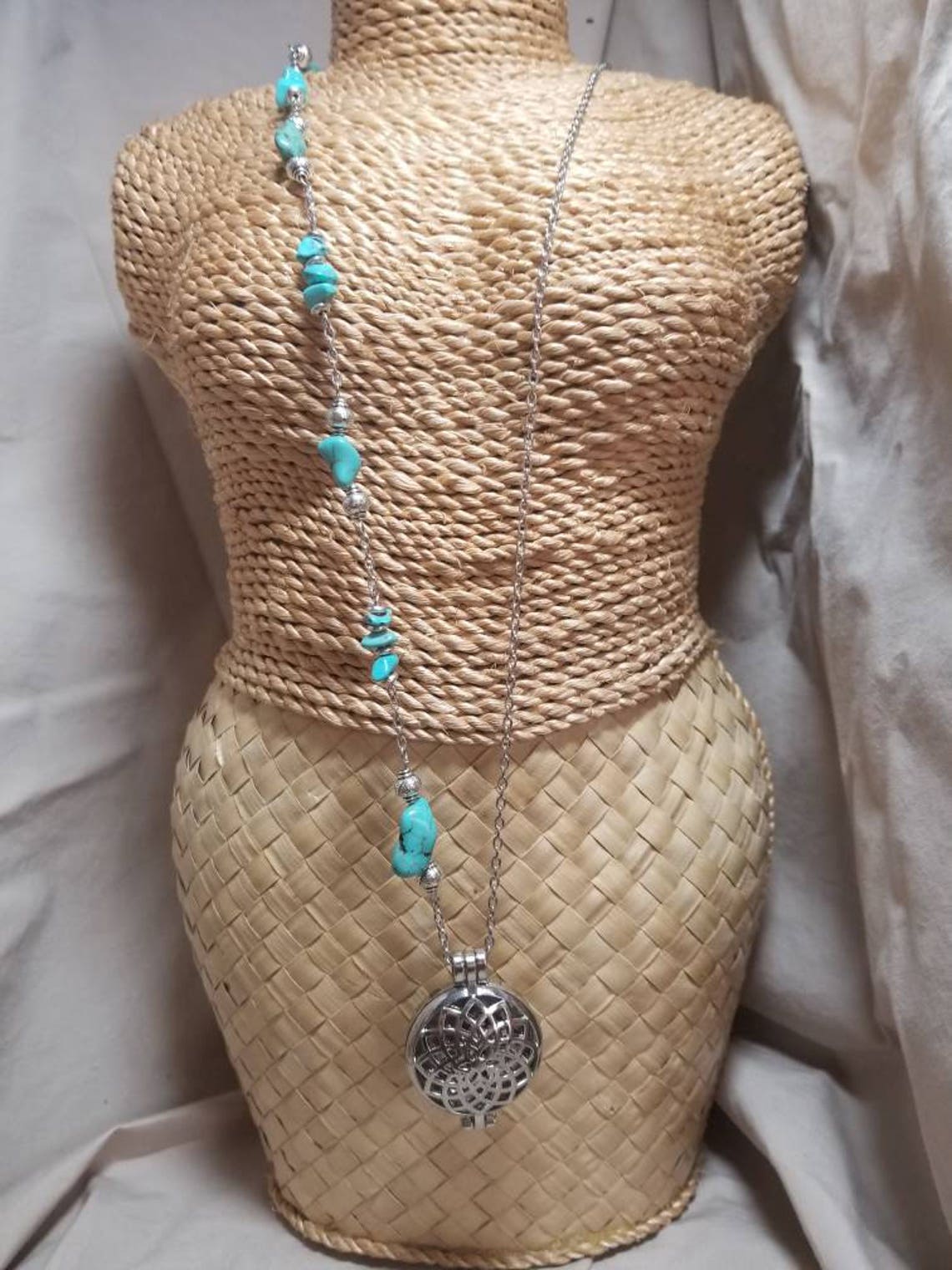Essential Oil Diffuser Necklace With Turquoise Beads - Etsy