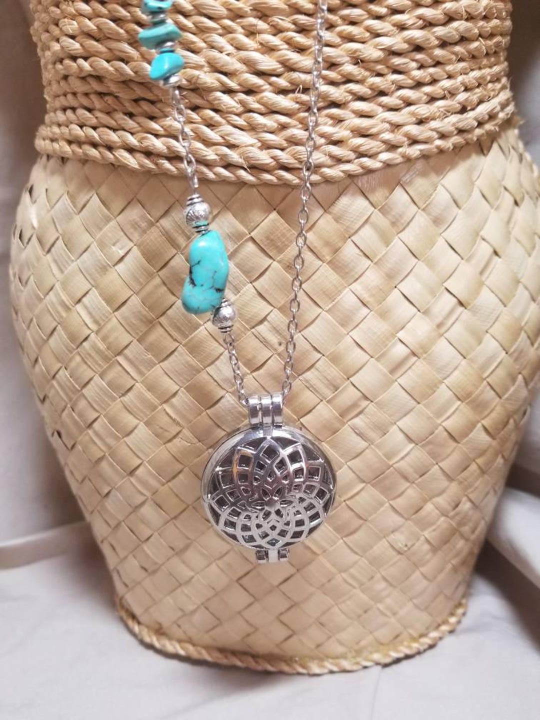 Essential Oil Diffuser Necklace With Turquoise Beads - Etsy
