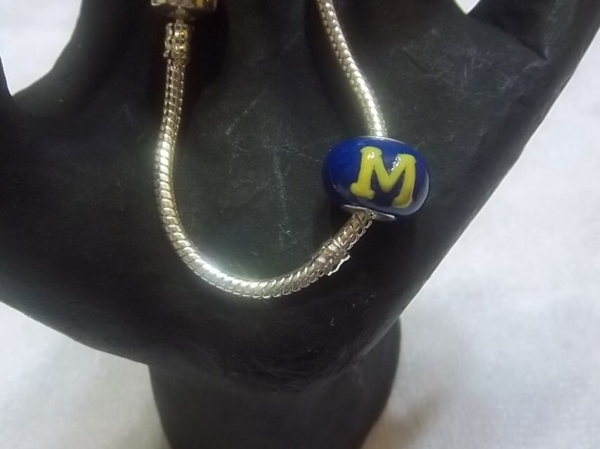 University of Michigan Euro Bead Made From Blue and Gold Polymer Clay ...