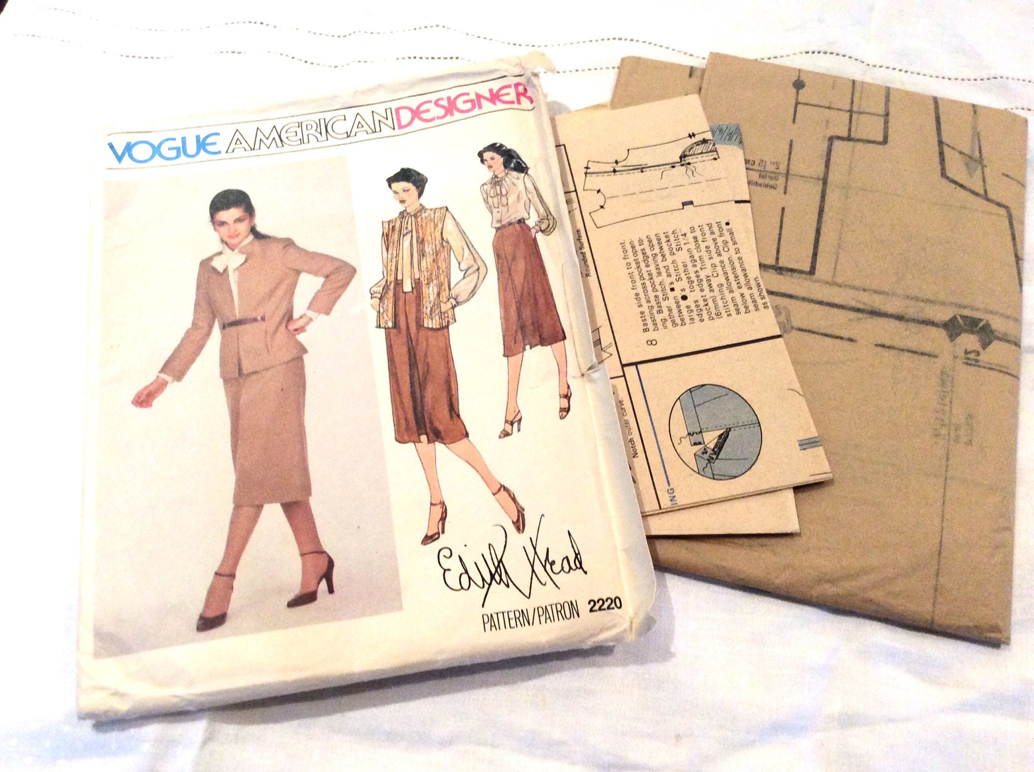 Vogue 2220 Sewing Pattern Misses Vintage 70s Jacket or Vest Skirt ...