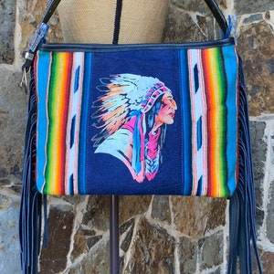 Vintage Native American Indian Chief Vintage Serape Fringe Purse - Etsy