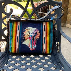 Vintage Native American Indian Chief Vintage Serape Fringe Purse - Etsy