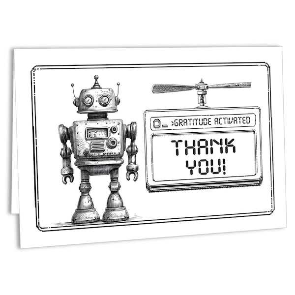 Robot Thank You Cards - Etsy