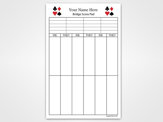 Personalized Large Bridge Score Pad by Guajolote Prints | Etsy