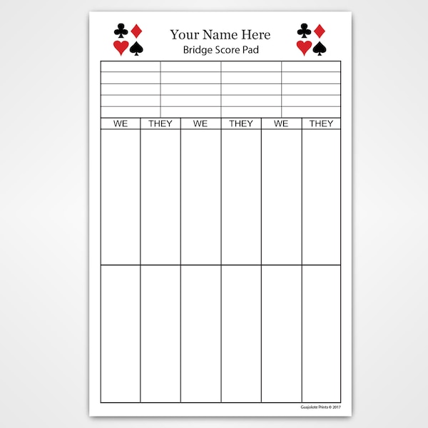 Bridge Tally Cards - Etsy