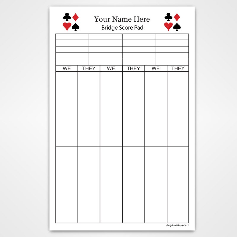 Bridge Tally Cards - Etsy