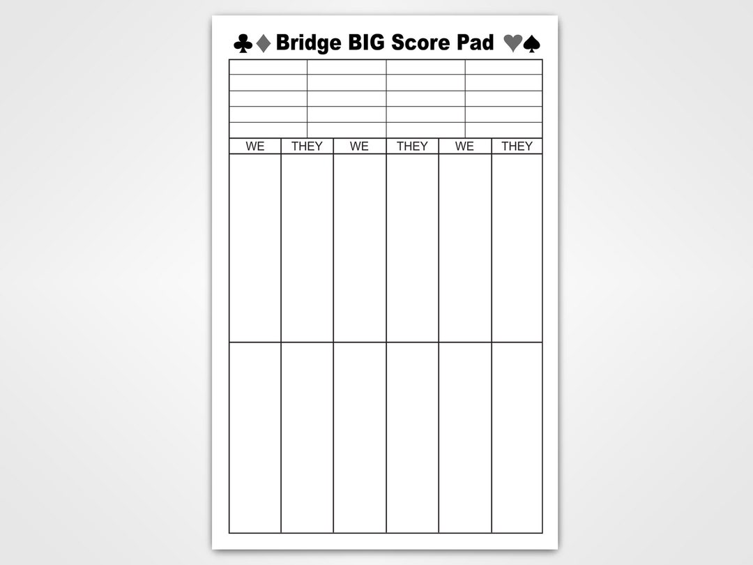 BIG Bridge Score Pad by Guajolote Prints (100 Sheets) - Etsy