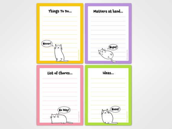 Sarcastic Cats Notepads 4-pack Funny Cute Memo Pads for - Etsy