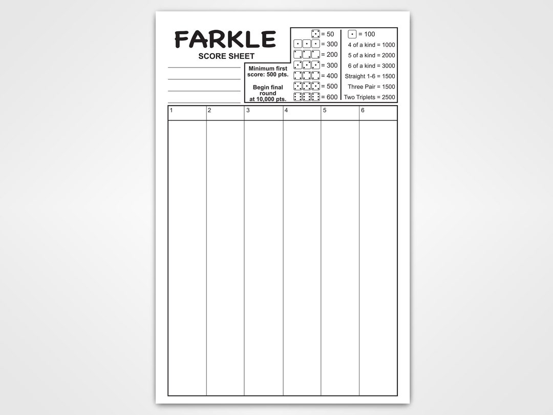 Farkle Score Pad by Guajolote Prints - Etsy
