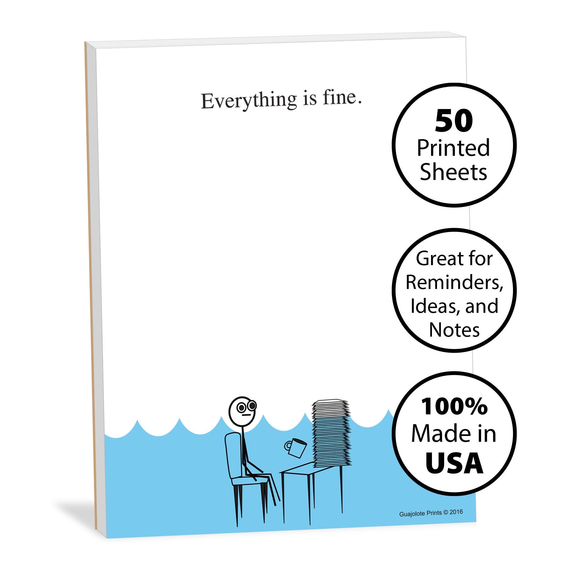 Funny 'everything is Fine' Notepad: Sarcastic Office Memo Pad - Etsy