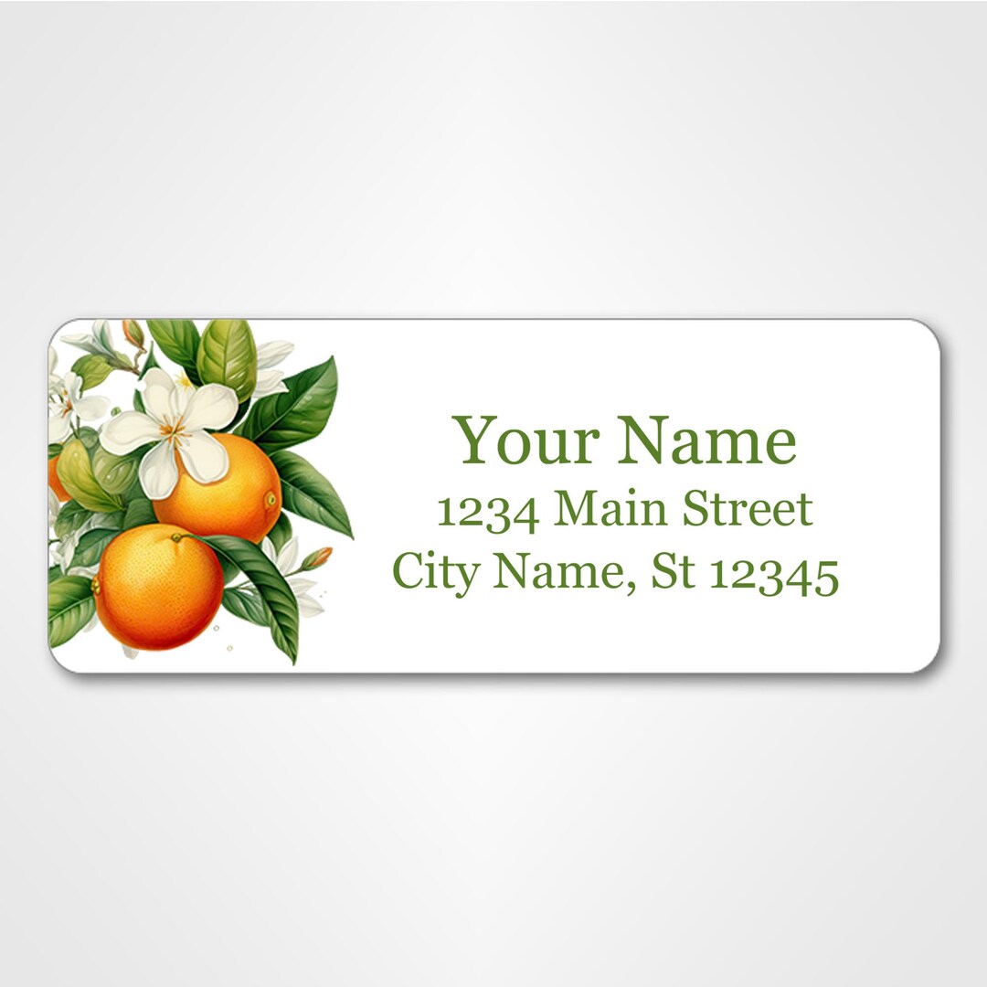 Personalized Return Address Labels - Oranges - 120 Custom Self-adhesive ...