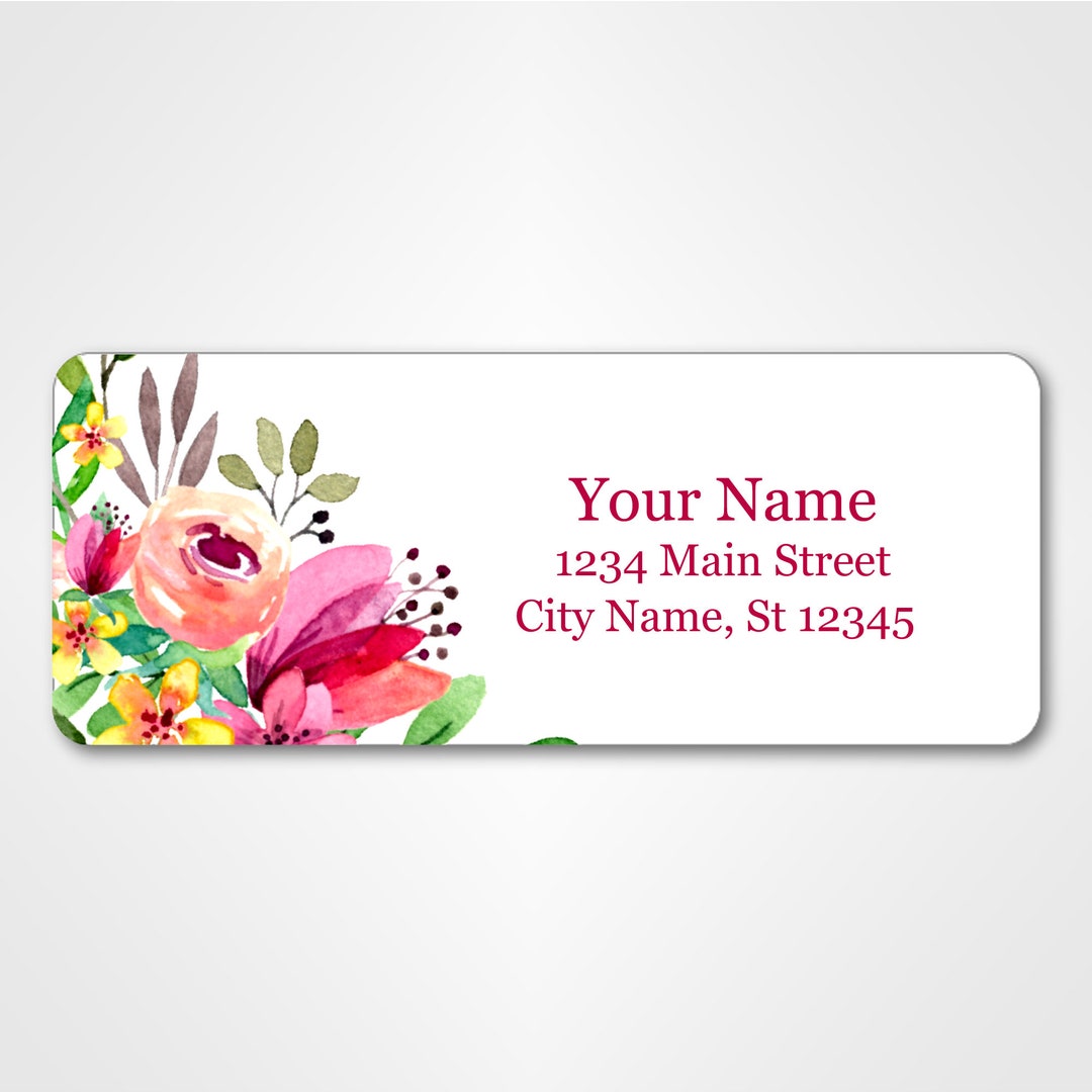 Floral Return Address Labels: Personalized Stickers, Wedding & Holiday ...