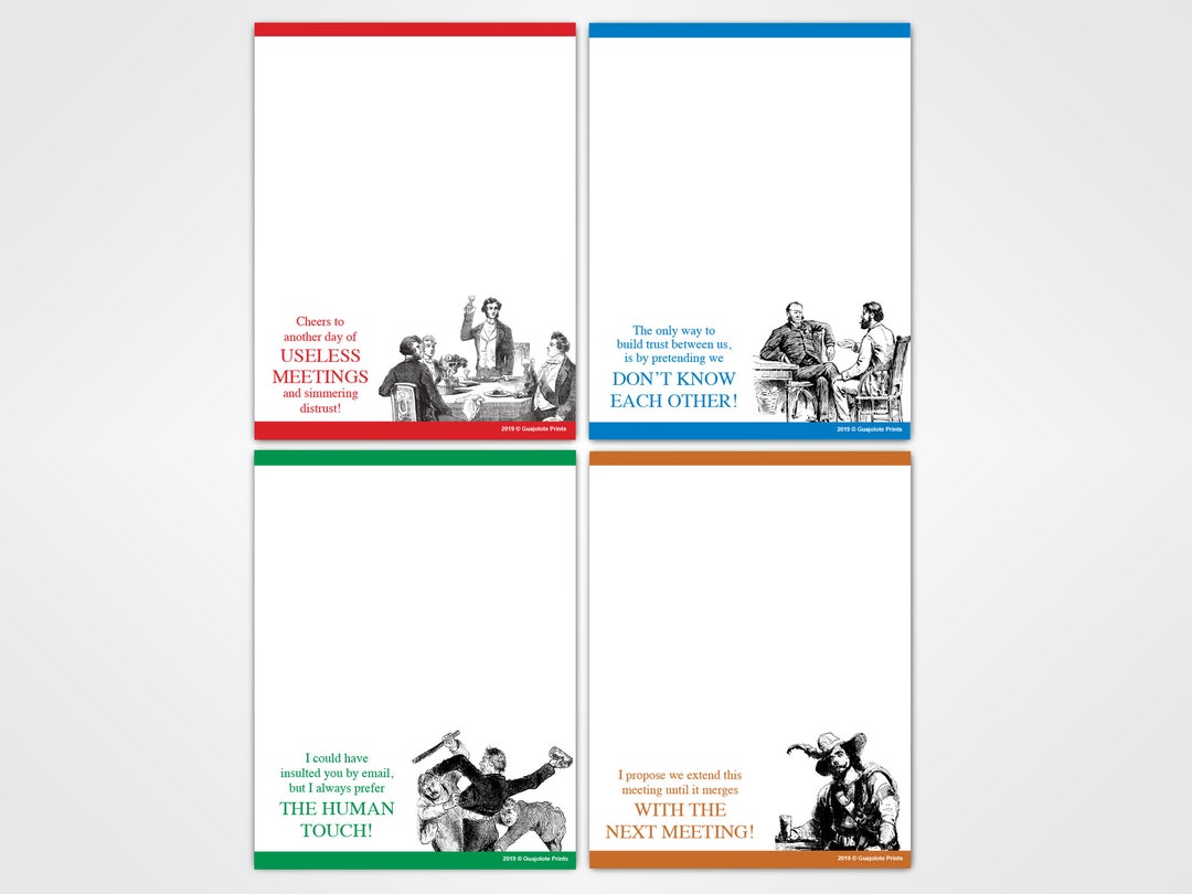 Sarcastic Notepads- Useless Meetings and More - Retro Designs - 4 Pack ...