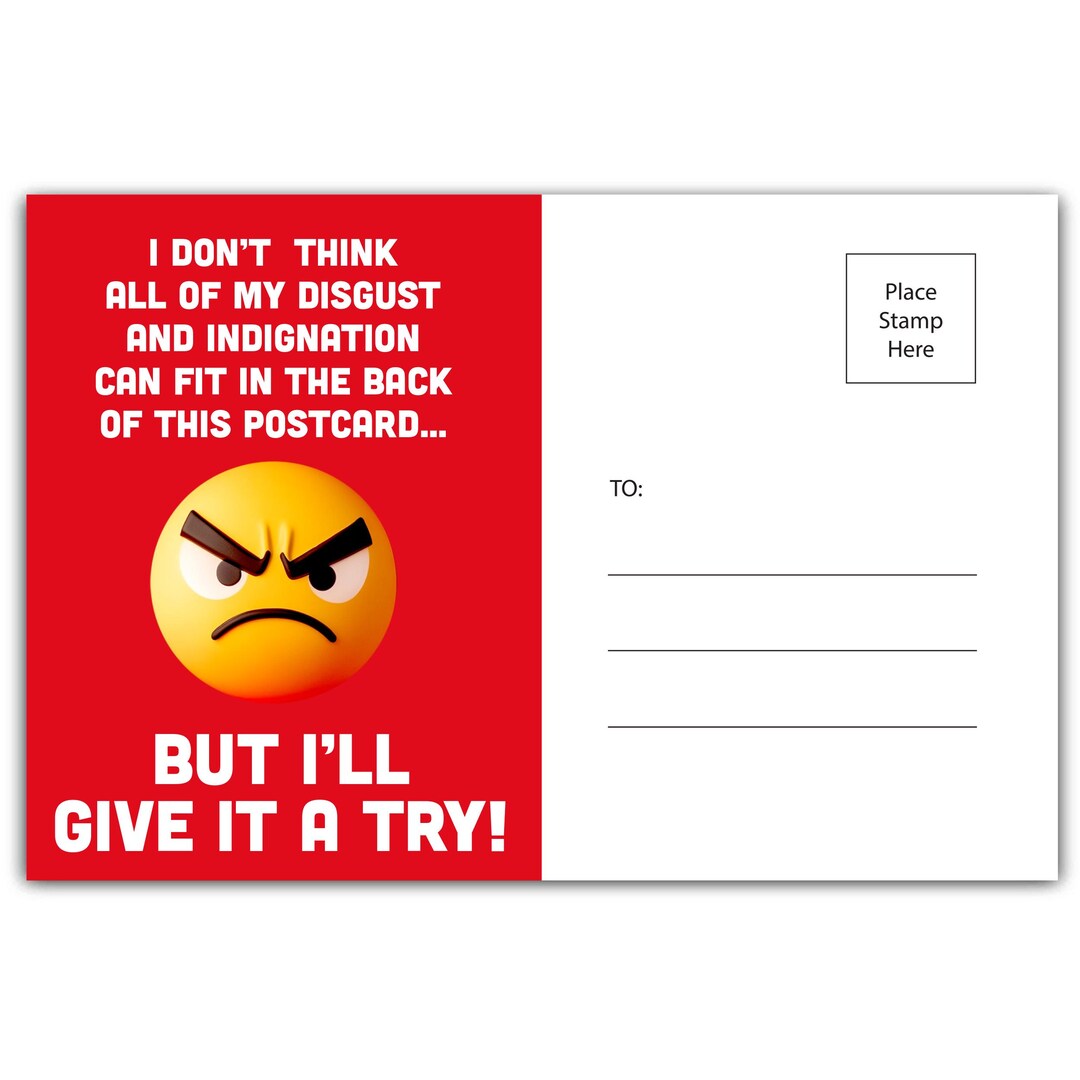 Mad Emoji Political Protest Postcard - for Elected Officials - Etsy