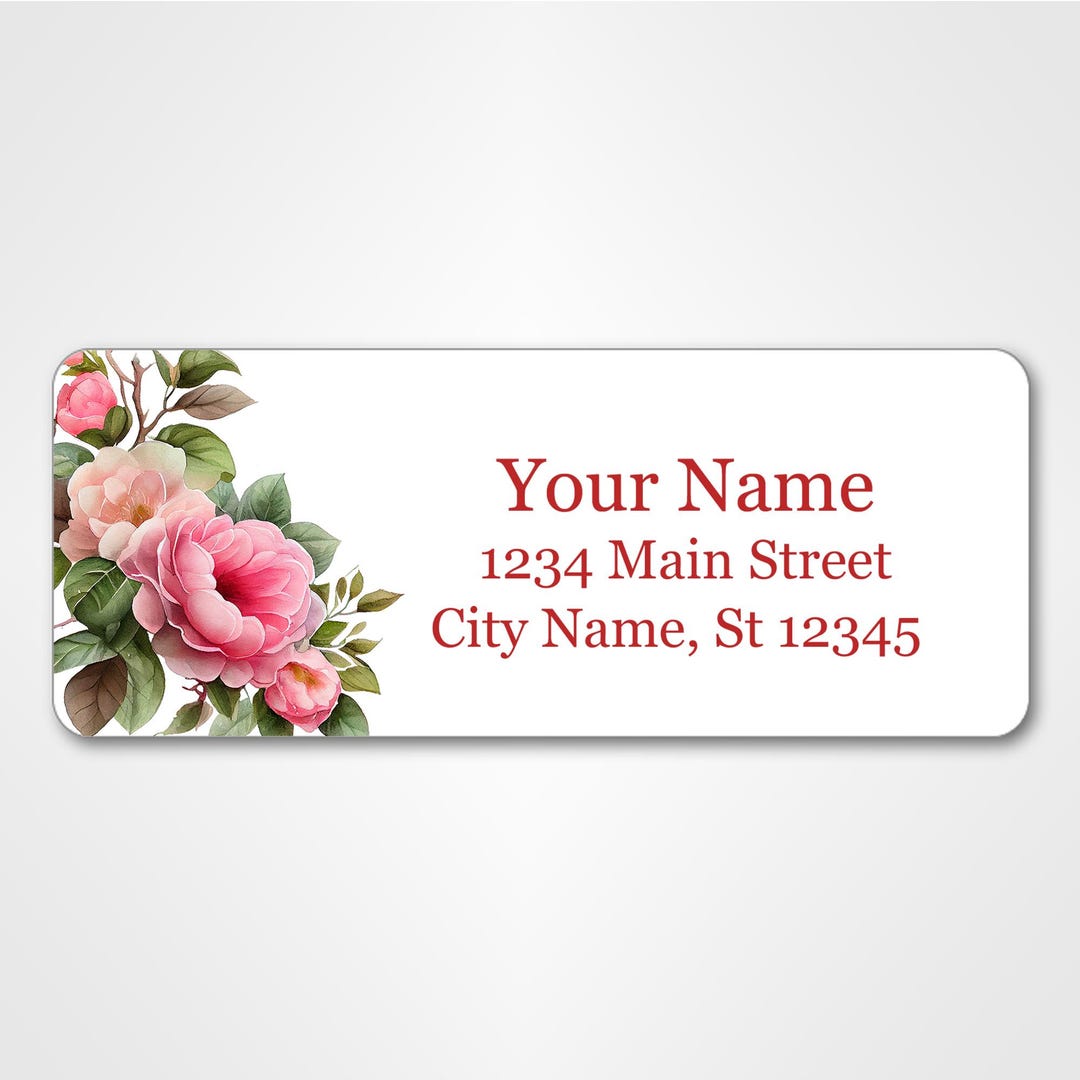 Camellia Flower Personalized Return Address Labels - 120 Stickers - Etsy