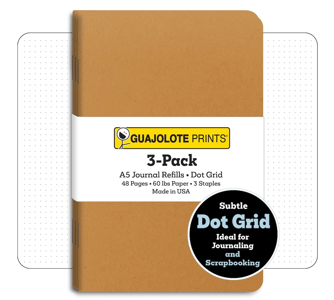 A5 Journal Refills (3-pack), Traveler's Notebook Inserts, Dot Grid, 48 ...