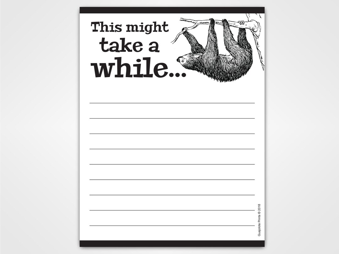 Funny Sloth Notepad Gag Gift for Coworkers, Note Pad, Sarcastic Memo Pad, Novelty Present, Fun ...