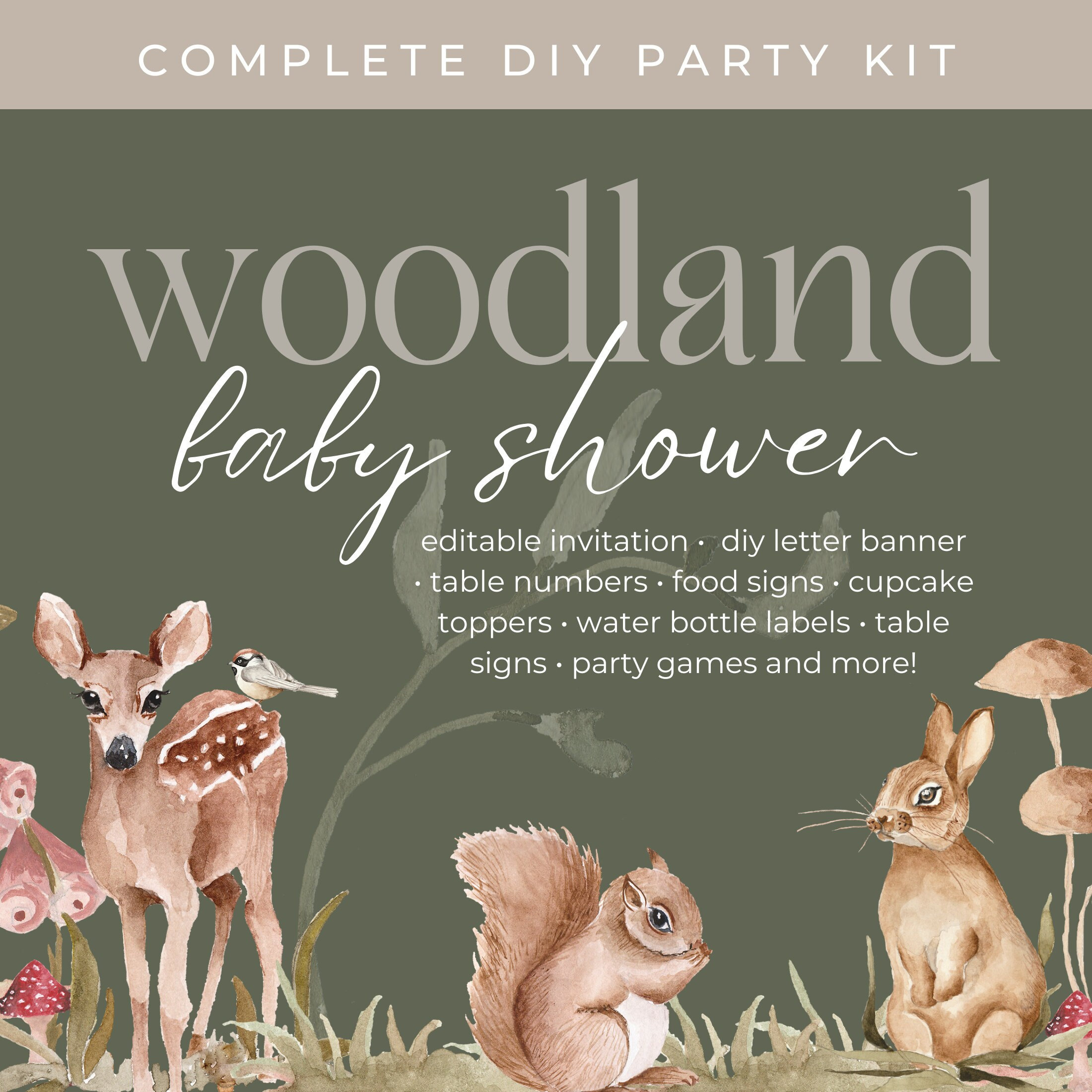 Woodland Forest Animals Baby Shower Complete Party Kit - Etsy