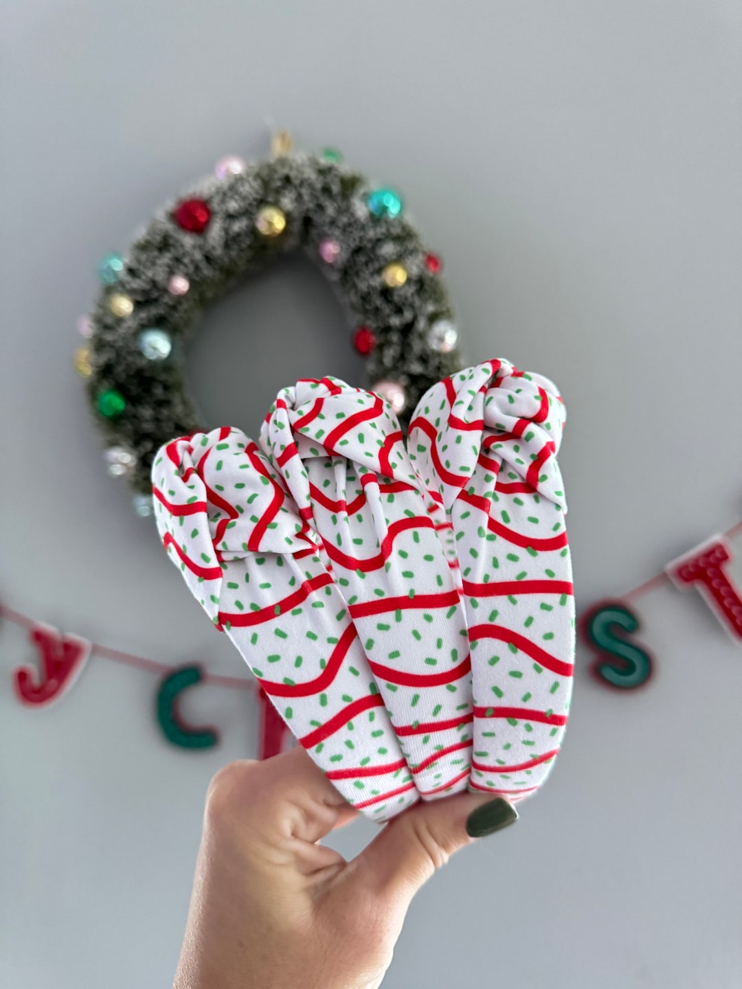 Christmas Tree Cake Top Knot Headband, Holiday Headband, Hard Headband ...
