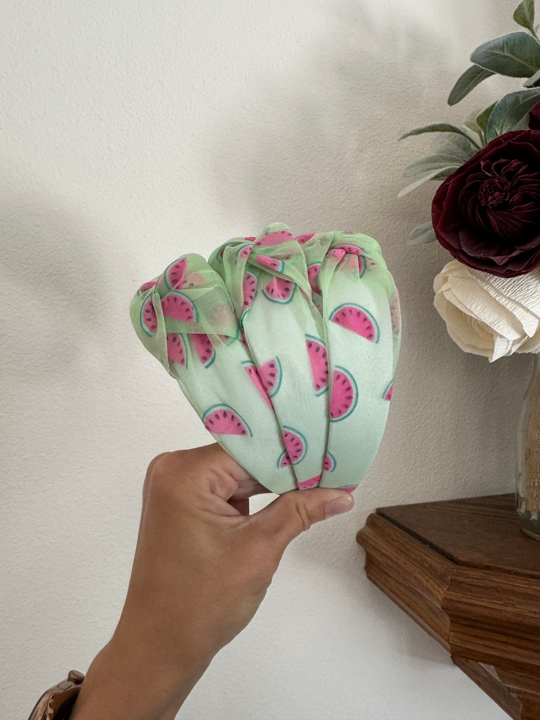 Watermelons Headband , Top Knot, Mesh Headband, Watermelon Headband ...