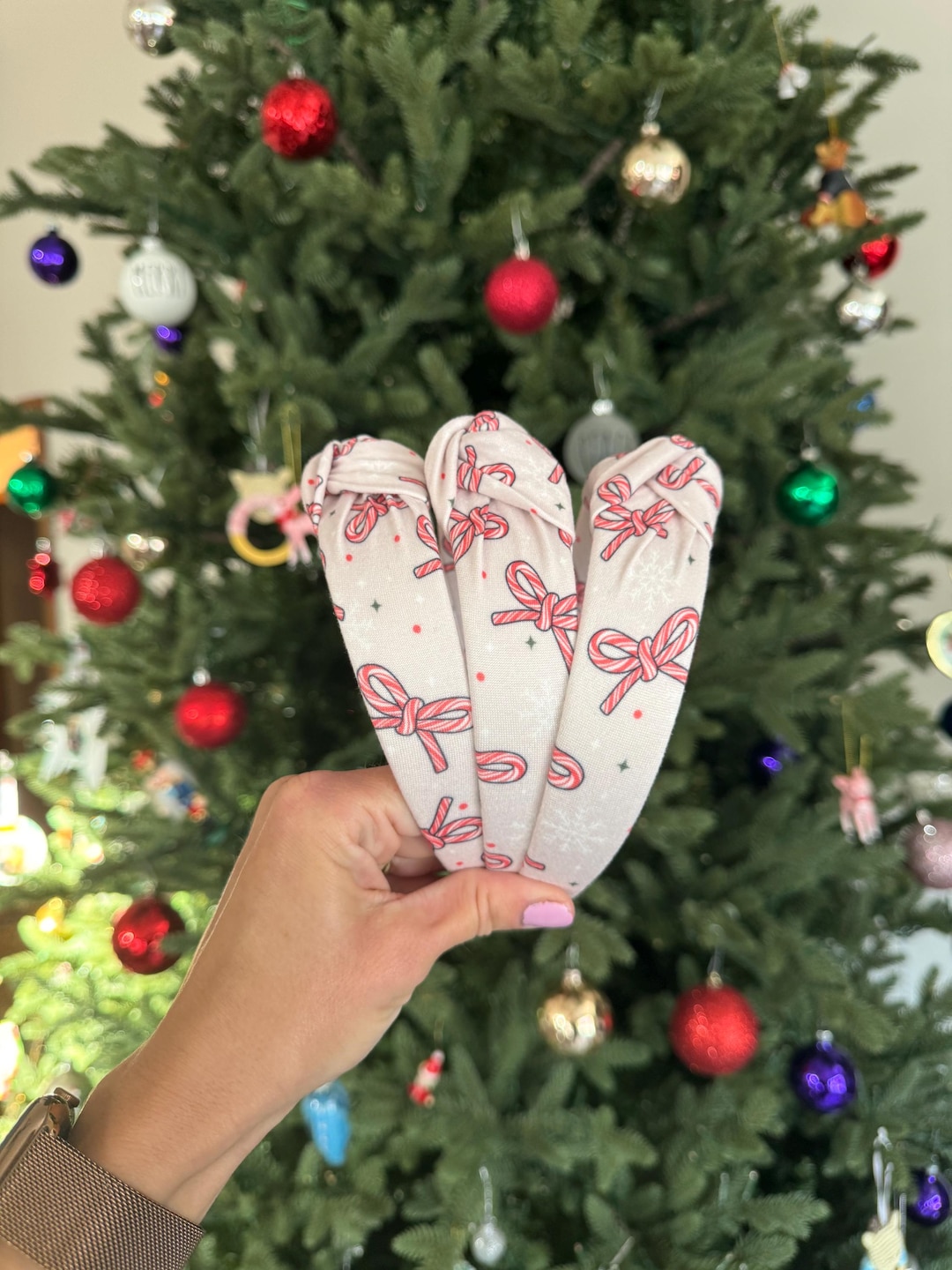 Candy Cane Bows Top Knot, Christmas Headband, Candy Cane Headband ...