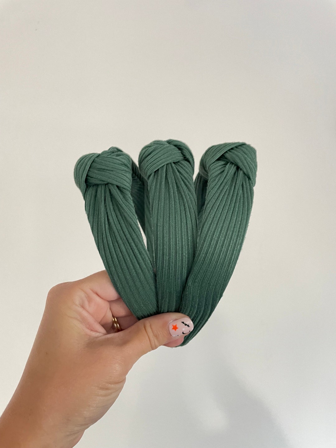 Hunter Green Rib Knit Top Knot Headband, Hard Headband , Hair Headband ...