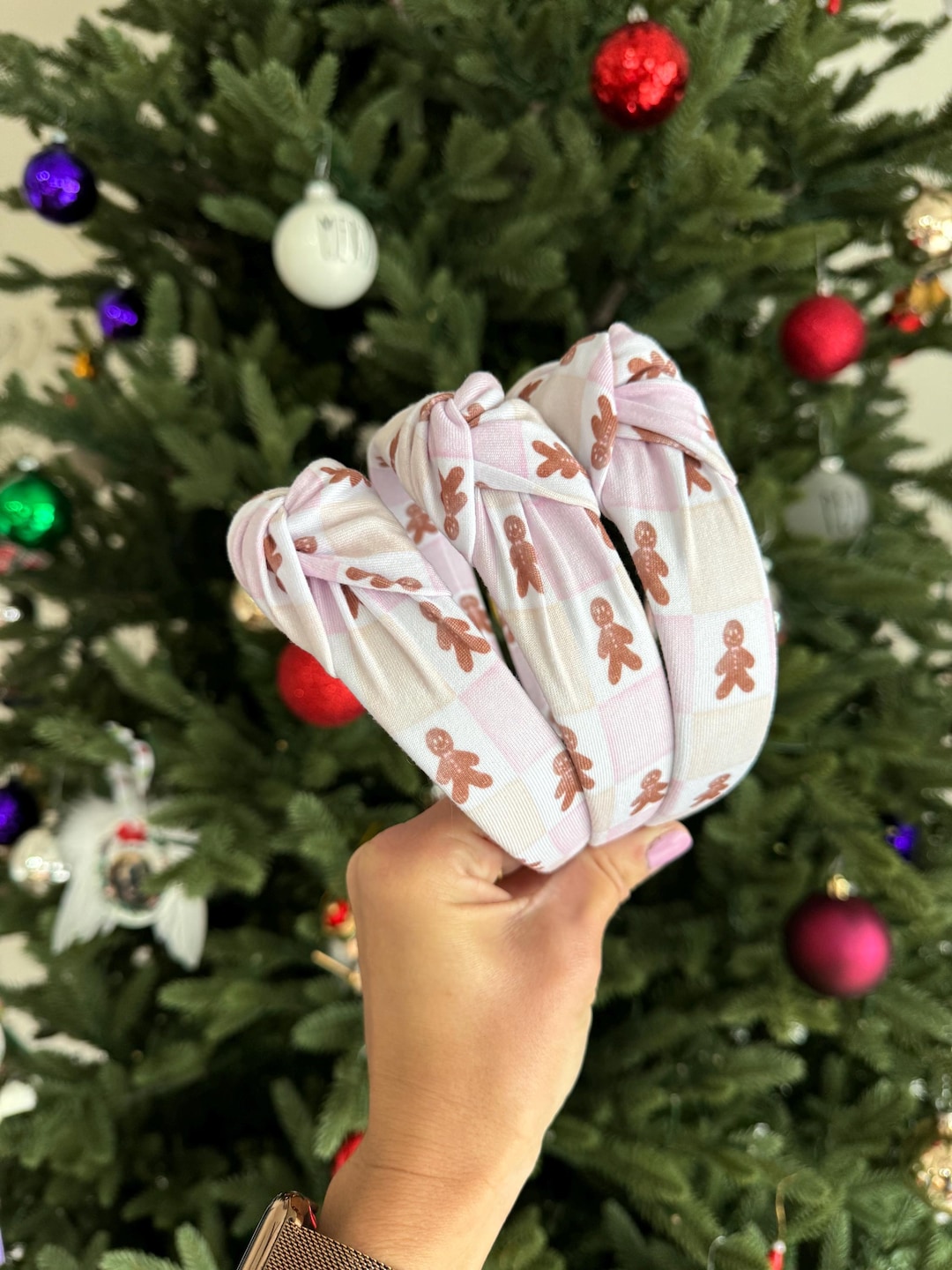 Gingerbread Men Top Knot Headband, Holiday Headband, Hard Headband ...