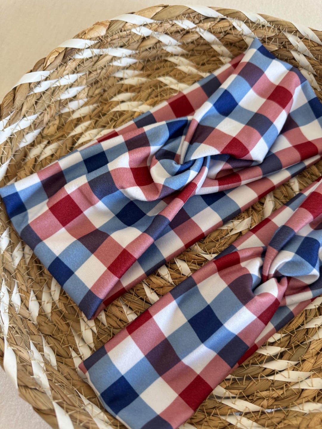 Red White and Blue Checkered Turban, Brynnbands, Soft Headband, Turban ...