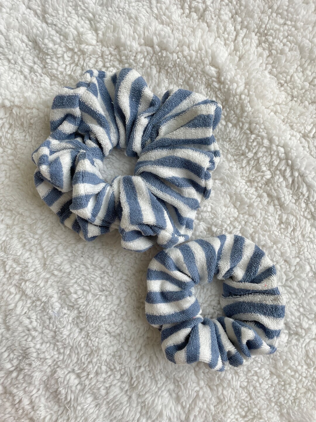 Blue & White Striped Towel Scrunchie Cozy Spa Scrunchie - Etsy