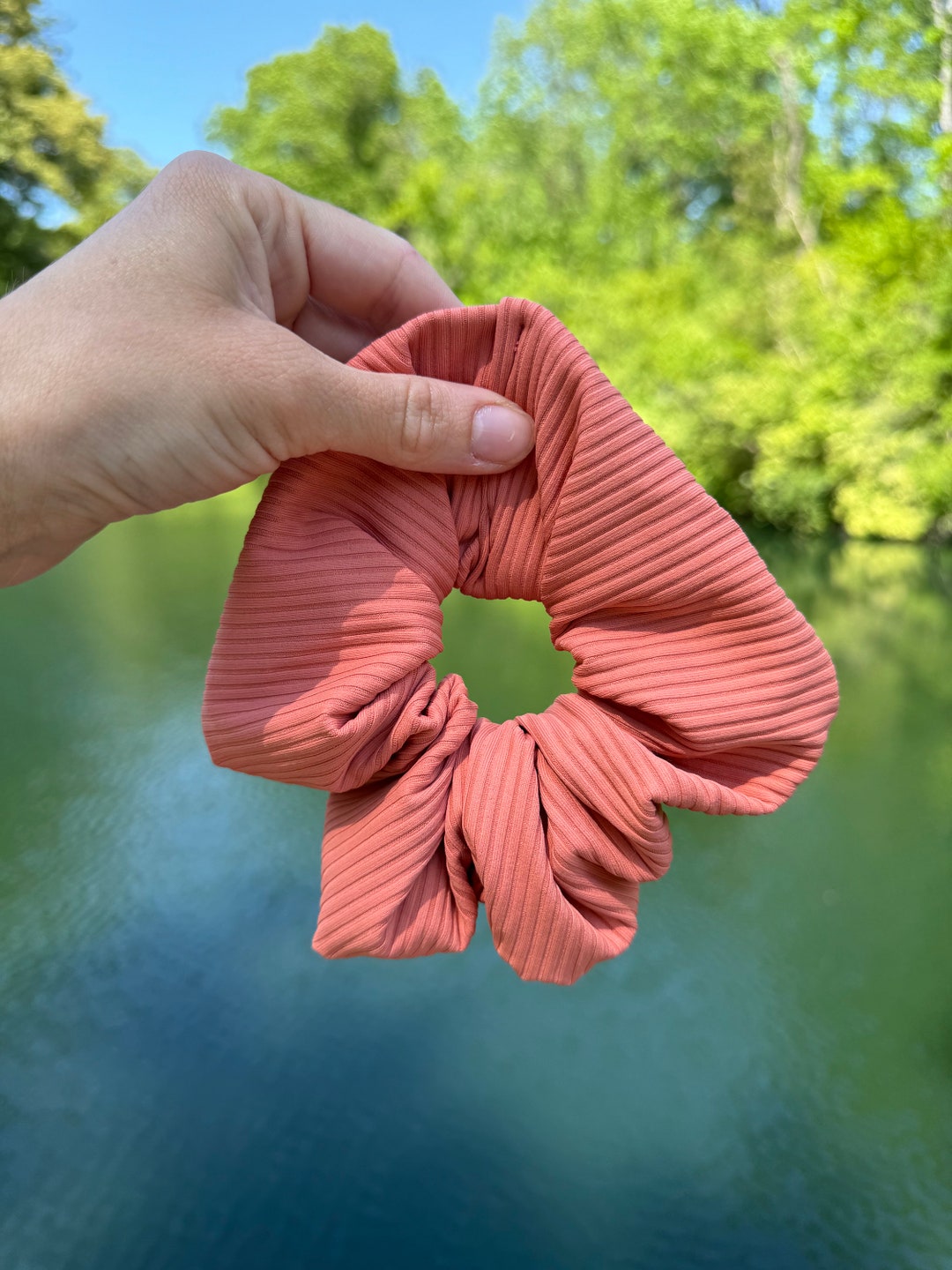 Terracotta Ribbed SWIM Scrunchie, Pool Scrunchie, Swimsuit Scrunchie ...