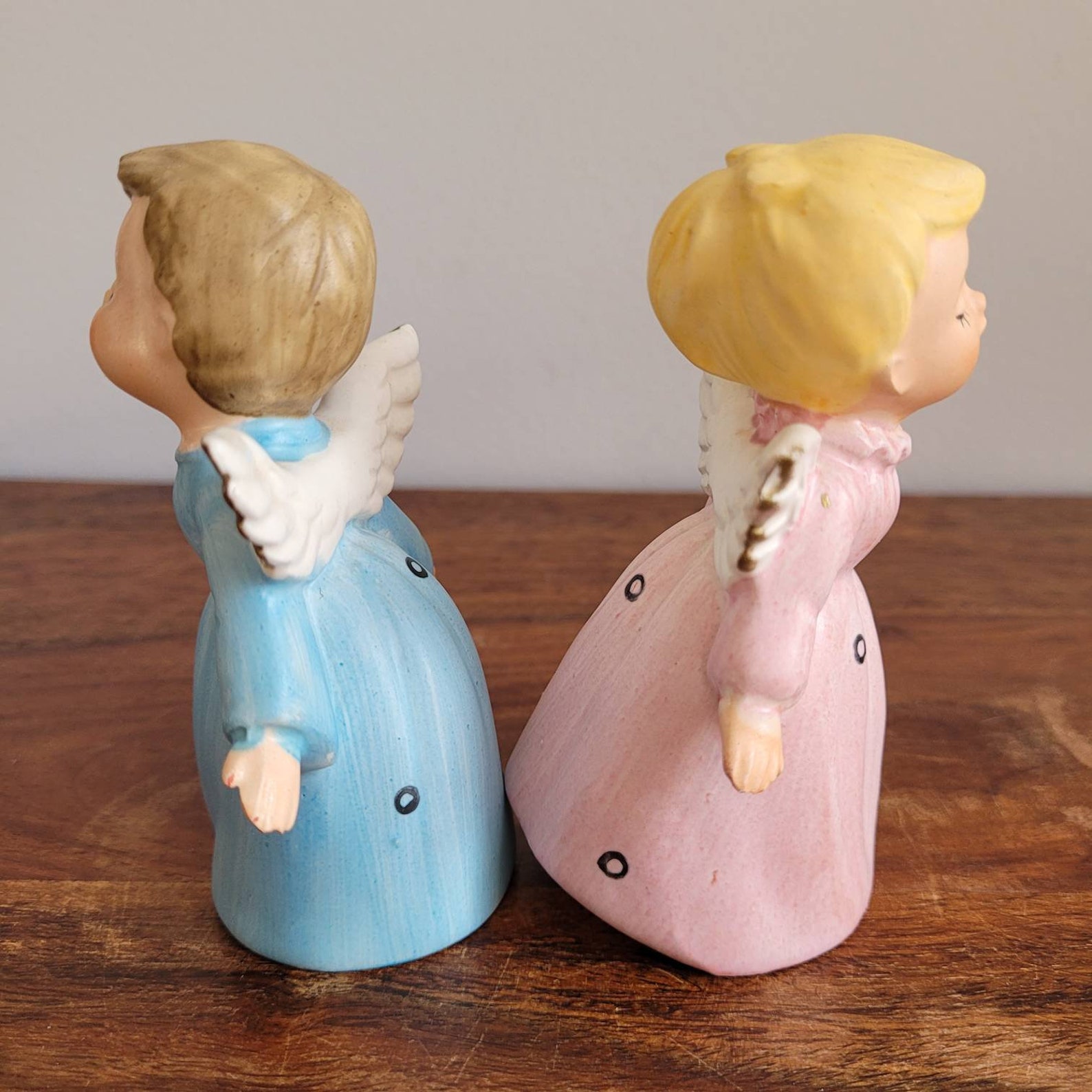 Vintage Lefton Kissing Blue Angel Boy and Pink Angel Girl Figurines ...