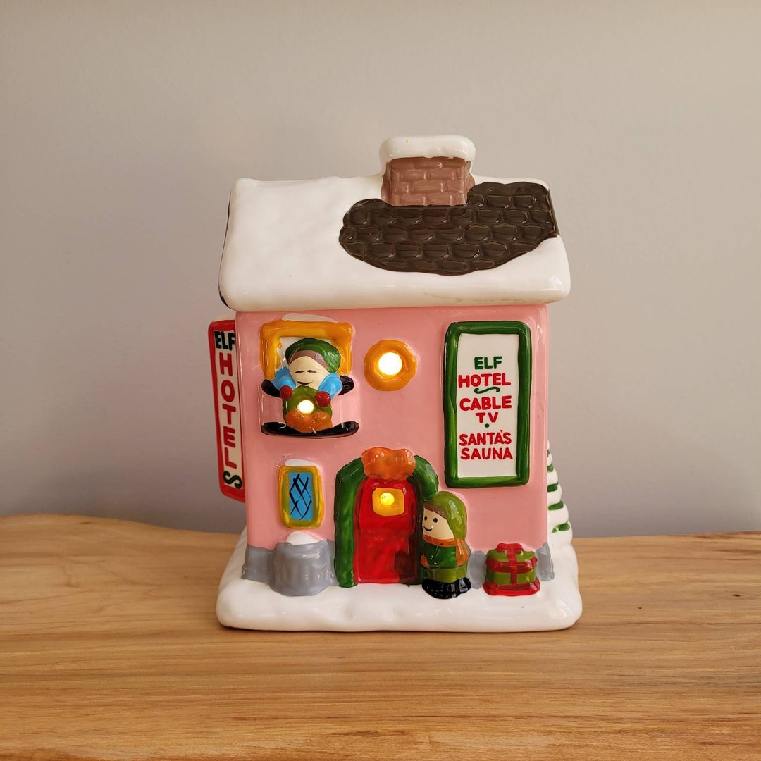 Vintage RARE 1986 Wicks N Sticks Ceramic Pink Christmas Light up Elf ...