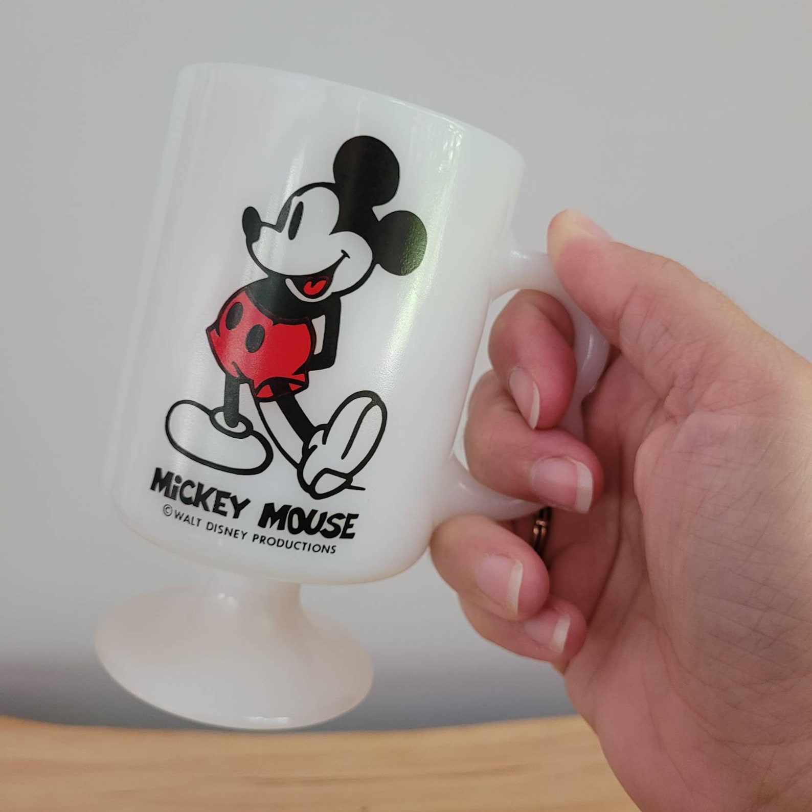 Vintage Disney Mickey Mouse Milk Glass Pedestal Mug / Vintage - Etsy