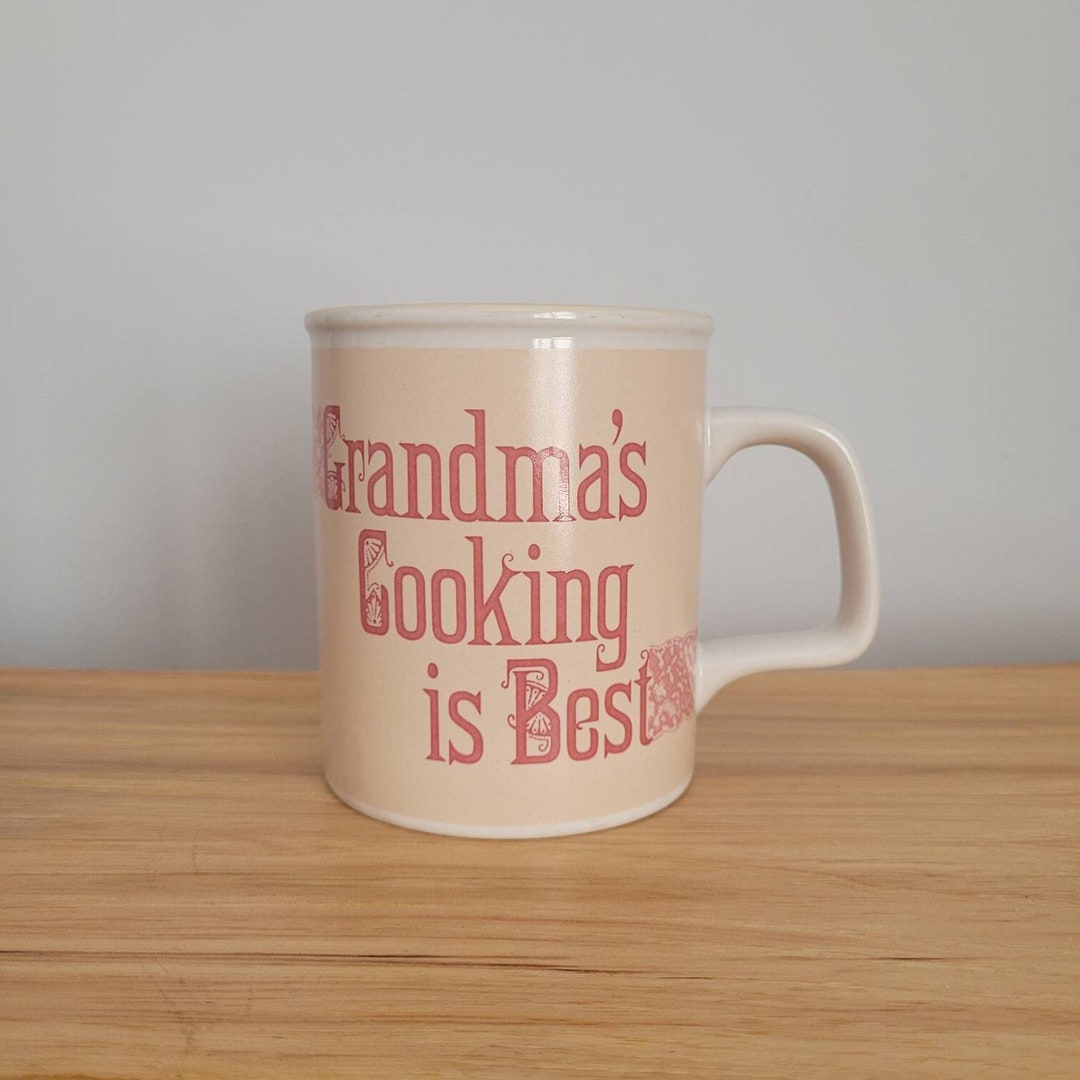 Vintage 1986 Enesco Pink and Beige Grandma's Cooking is Best Mug ...