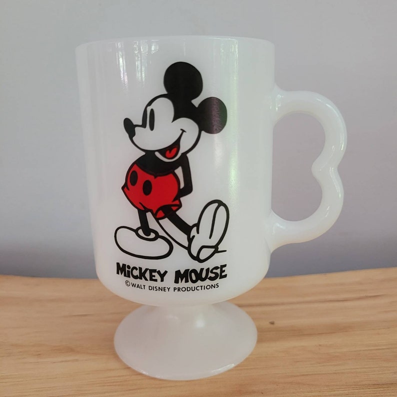 Vintage Disney Mickey Mouse Milk Glass Pedestal Mug / Vintage - Etsy