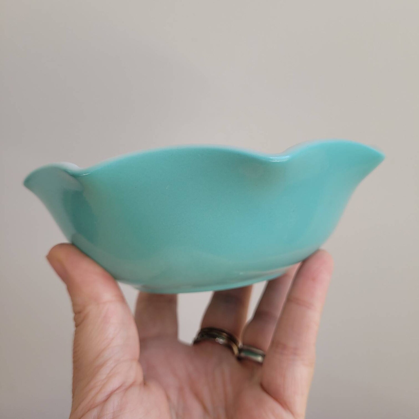 Vintage Turquoise Hazel Atlas Crinoline Ruffle Bowl / Ripple Bowl ...