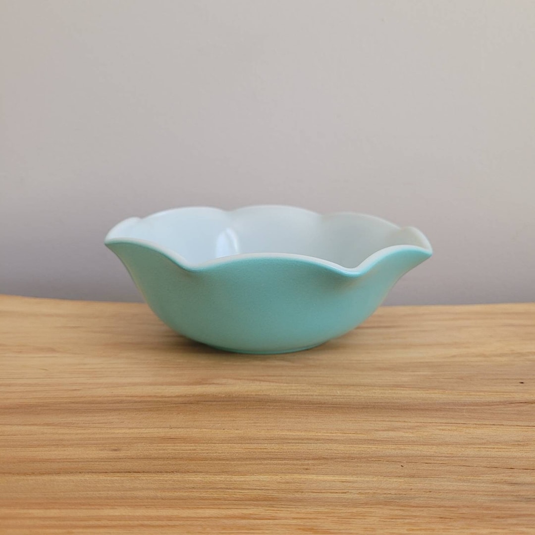 Vintage Turquoise Hazel Atlas Crinoline Ruffle Bowl / Ripple Bowl ...